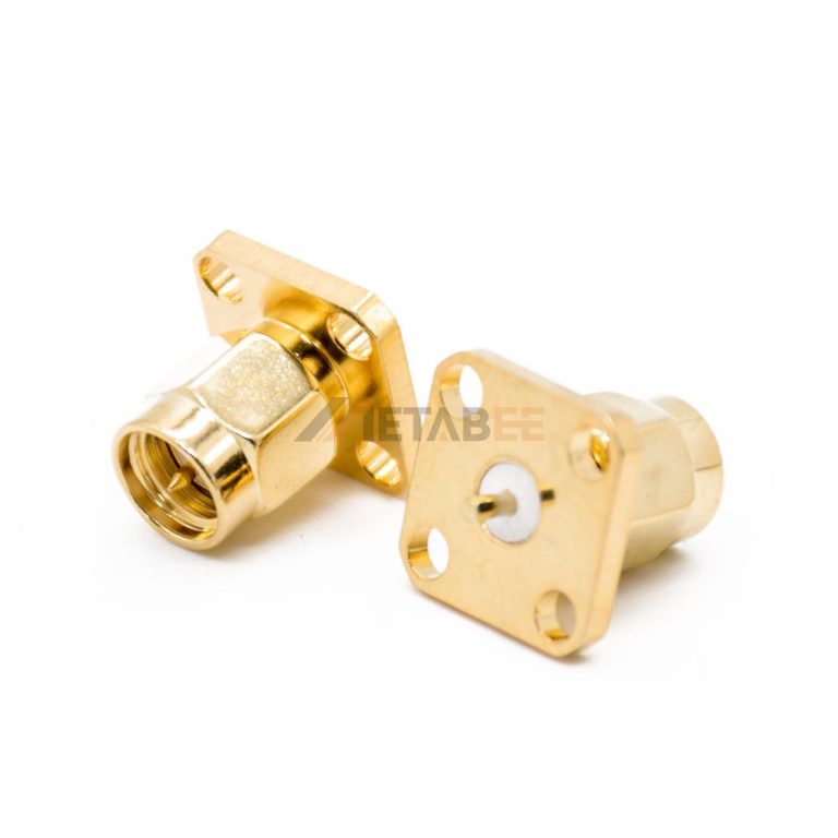 SMA Male 4 Hole Flange Connector, Straight, Panel Mount - MetabeeAI