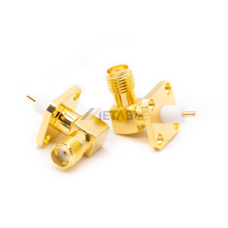 Sealed Right Angle SMA Female Connector with 4 Hole Flange - MetabeeAI