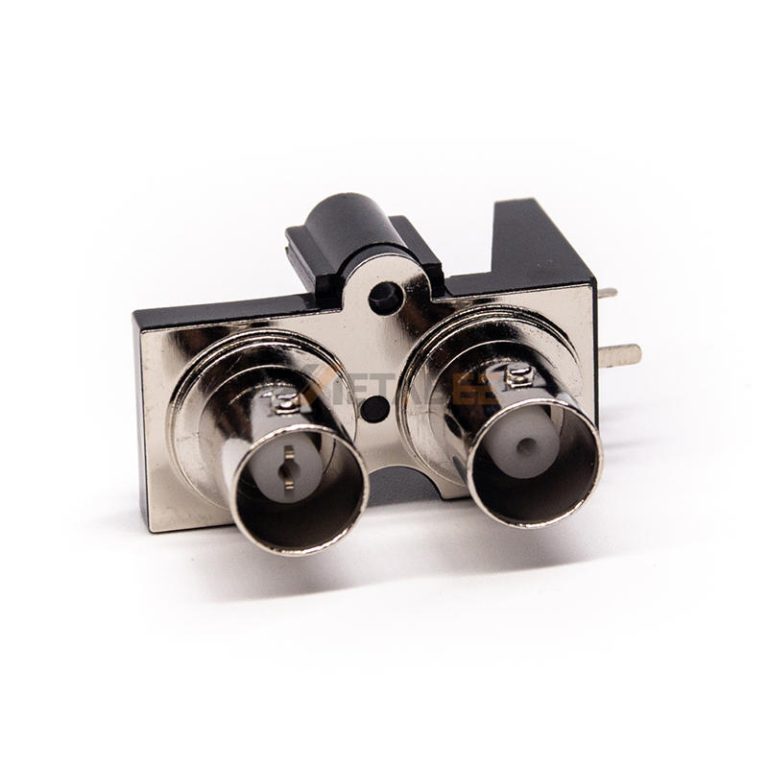 Right Angle Dual BNC Female Through Hole Mount Connector - MetabeeAI