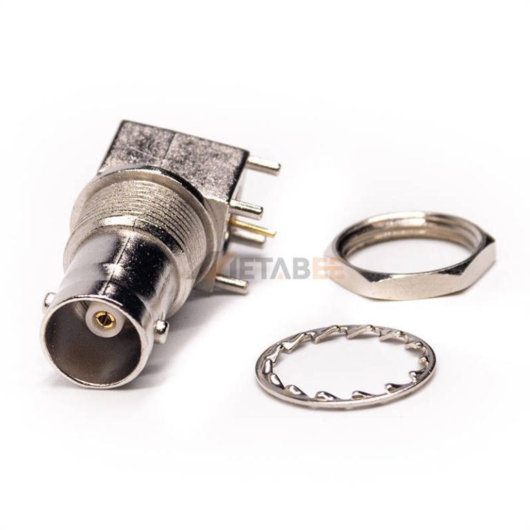 90 Degree BNC Female Bulkhead Connector Through Hole Mount - MetabeeAI