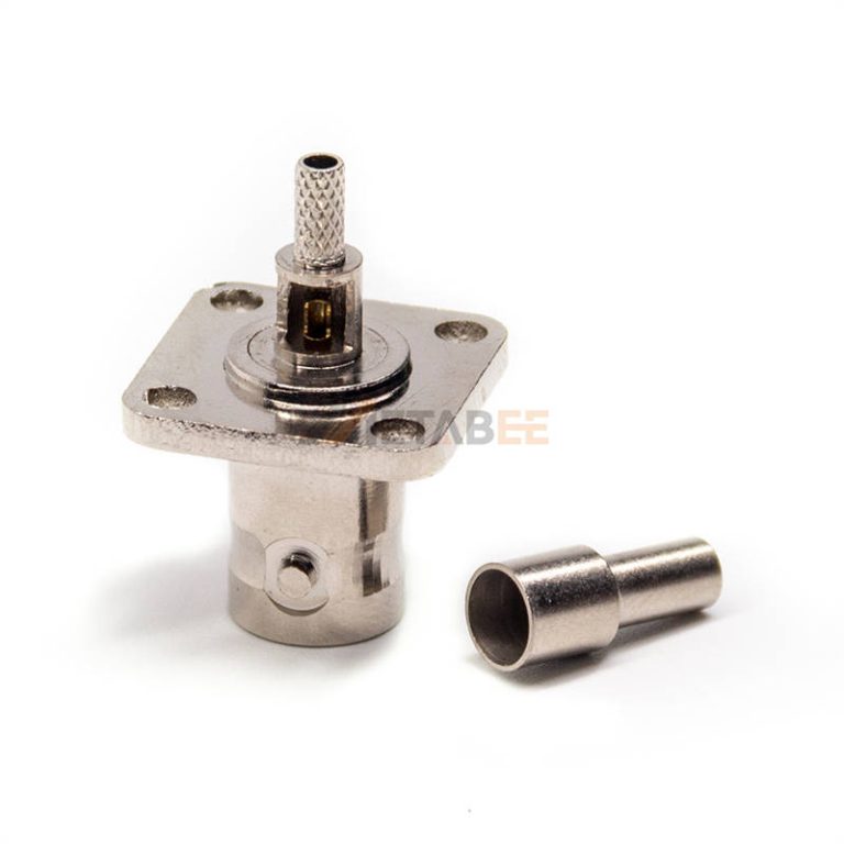 BNC Female 4-hole Flange Panel Mount Connector Crimp Type - MetabeeAI