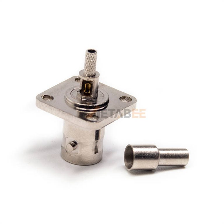 BNC Female 4-hole Flange Panel Mount Connector Crimp Type - MetabeeAI