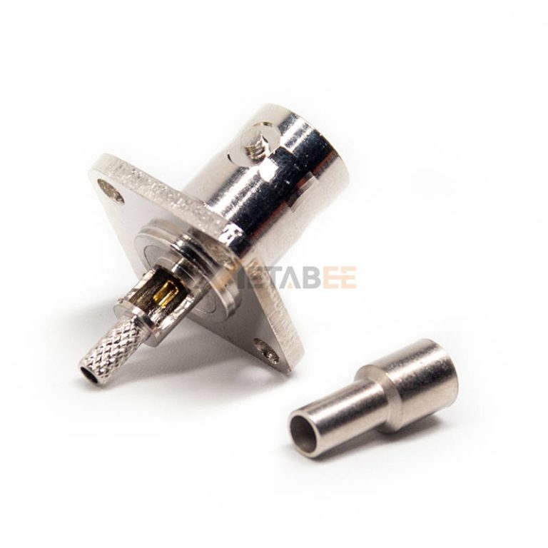 BNC Female 4-hole Flange Panel Mount Connector Crimp Type - MetabeeAI